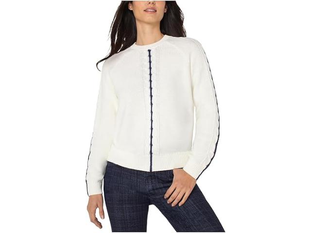 (取寄) リバプールロサンゼルス レディース ピティート ロング スリーブ クルー ネック ラグラン セーター Liverpool Los Angeles women Petite Long Sleeve Crew Neck Raglan Sweater Whisper White/Navy