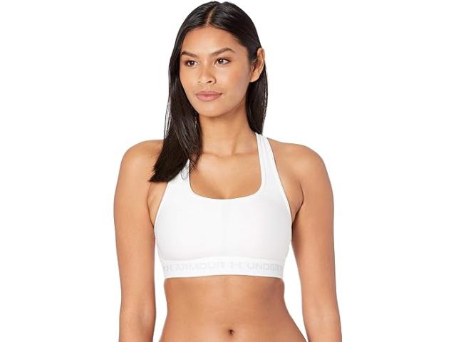 (取寄) アンダーアーマー レディース クロスバック ミッド ブラ Under Armour women Under Armour Cross-Back Mid Bra White/Halo Gray