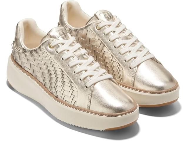 (取寄) コールハーン レディース グランドプロ トップスピン スニーカー Cole Haan women Cole Haan Grandpro Topspin Sneaker Soft Gold Genevieve Weave Leather/Ivory