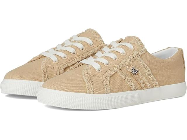 (取寄) ローレン ラルフローレン レディース ジャンソン フレイド キャンバス スニーカー Lauren Ralph Lauren women Janson Frayed Canvas Sneakers Sand Dune