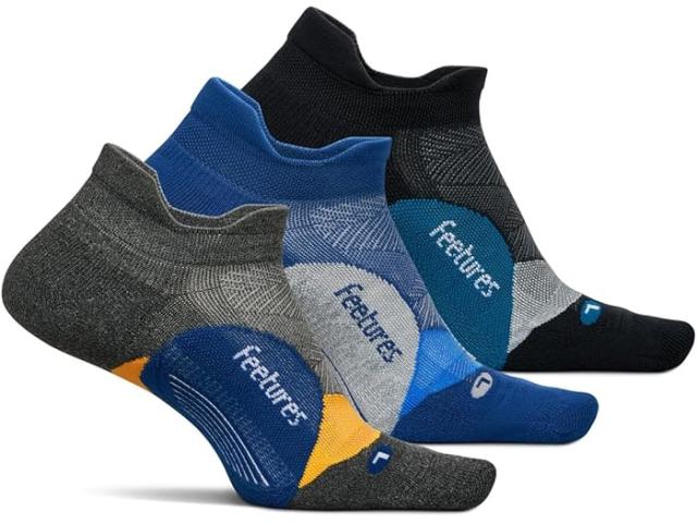 (取寄) フィーチャーズ エリート マックス クッション ノー ショー タブ 3-ペア パック Feetures Elite Max Cushion No Show Tab 3-Pair Pack Iron Seal/Black Sea/Navy Mist