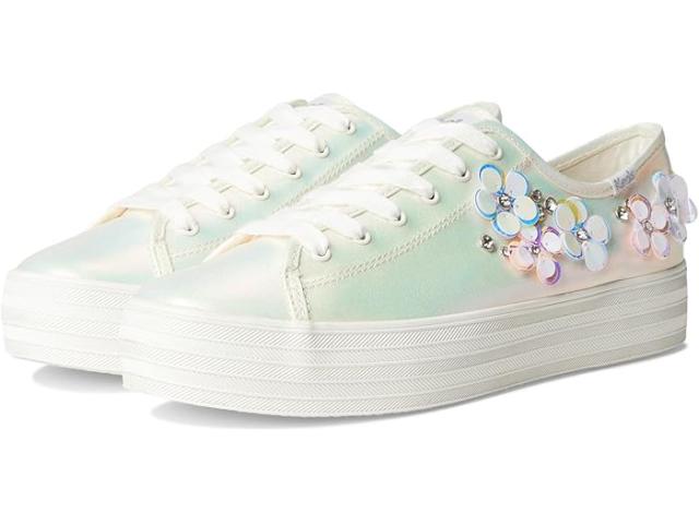 (取寄) ケッズ レディース トリプル キック キャンバス Keds women Triple Kick Canvas  White / Iridescent Leather