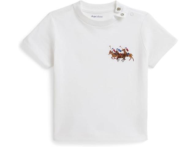 (取寄) ラルフローレン キッズ メンズ トリプル-ポニー コットン ジャージ ティー (インファント) Polo Ralph Lauren Kids men Triple-pony Cotton Jersey Tee (infant) White