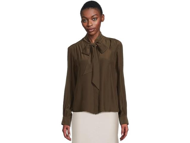 (取寄) メイドウェル レディース キンバリー タイ ネック トップ Madewell women Kimberly Tie Neck Top Dark Mocha