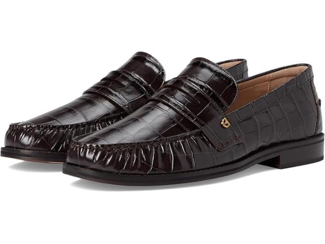 (取寄) コールハーン レディース ラックス ピンチ ペニー ローファー Cole Haan women Lux Pinch Penny Loafer Dark Chocolate Croc Print Leather
