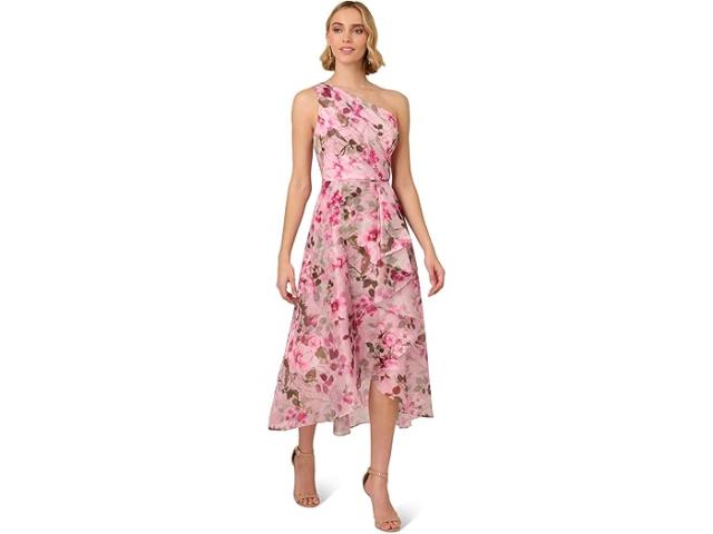 (取寄) アドリアナ パぺル レディース プリンテッド ハイロ— ドレス Adrianna Papell women Printed High-Low Dress Pink Multi