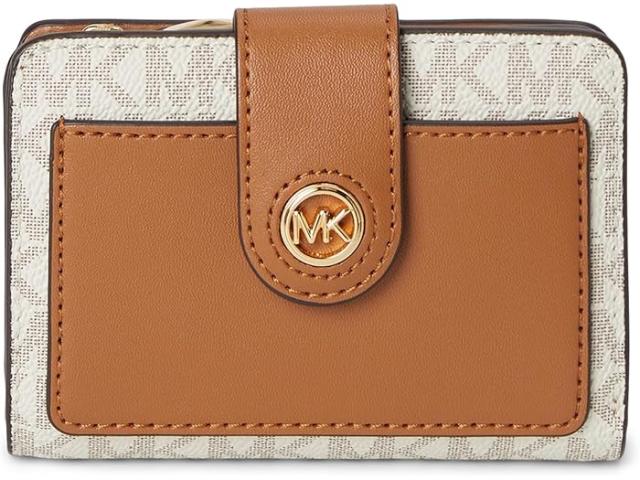 (取寄) マイケルコース レディース MK チャーム スモール タブ コンパクト プコケット ウォレット MICHAEL Michael Kors women Mk Charm Small Tab Compact Pcoket Wallet Vanilla/Acorn