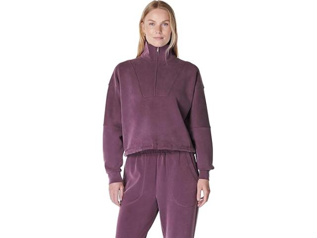 (取寄) スウェッティ ベティ レディース サンド ウォッシュ ファンネル ネック ハーフ ジップ Sweaty Betty women Sand Wash Funnel Neck Half Zip Midnight Cherry Purple