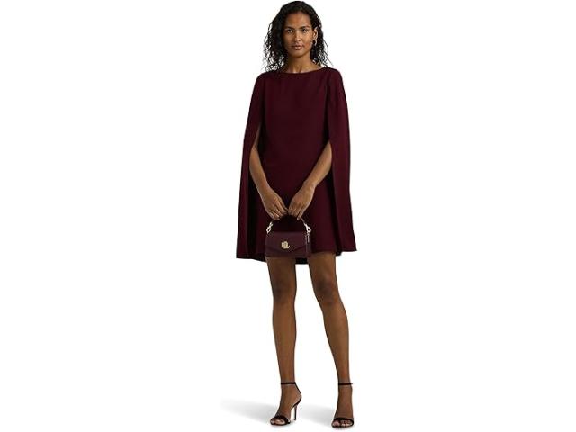(取寄) ローレン ラルフローレン レディース ケープ ジョーゼット カクテル ドレス Lauren Ralph Lauren women Cape ette Cocktail Dress Pinot Noir