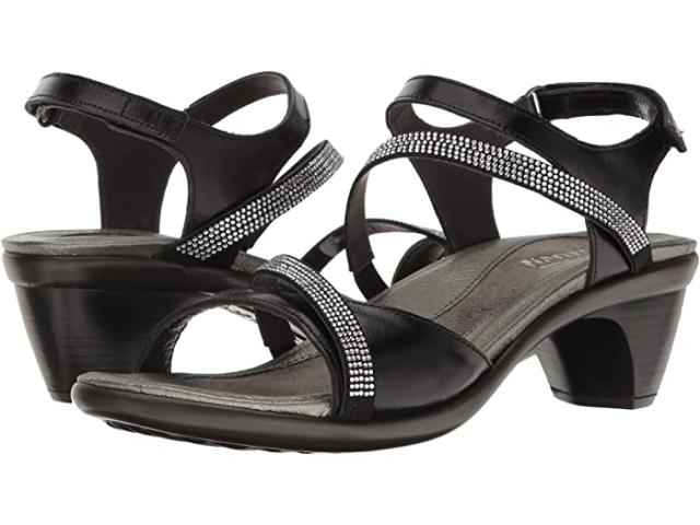 (取寄) ナオト レディース イノベイト Naot women  Innovate Black Madras Leather/Black Microfiber/Clear Rhinestones