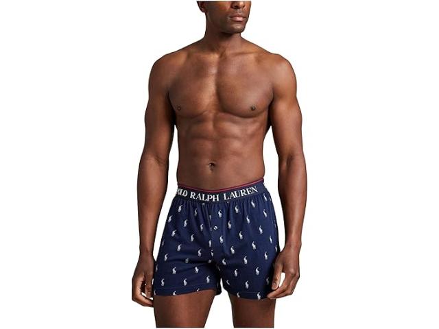 (取寄) ラルフローレン メンズ エクスポーズド ウエストバンド ニット ボクサー Polo Ralph Lauren men Exposed Waistband Knit Boxer Cruise Navy/White AOPP