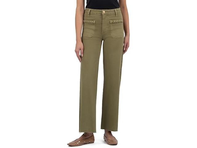 (取寄) カット フロム ザ クロス レディース メグ ハイ ライズ ワイド レッグ パッチ ポケッツ ウィズ ブレイド KUT from the Kloth women MEG HIGH RISE WIDE LEG -FRONT PATCH POCKETS WITH BRAID Olive