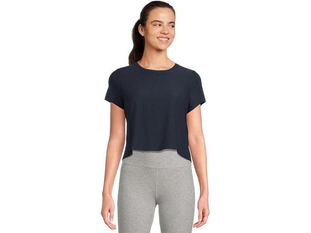 (取寄) ビヨンドヨガ レディース フェザーウェイト シュプリーム クロップド ティー Beyond Yoga women Featherweight Supreme Cropped Tee Nocturnal Navy