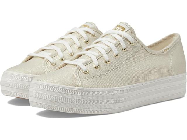 (取寄) ケッズ レディース トリプル キック キャンバス Keds women Triple Kick Canvas Gold llic Textile
