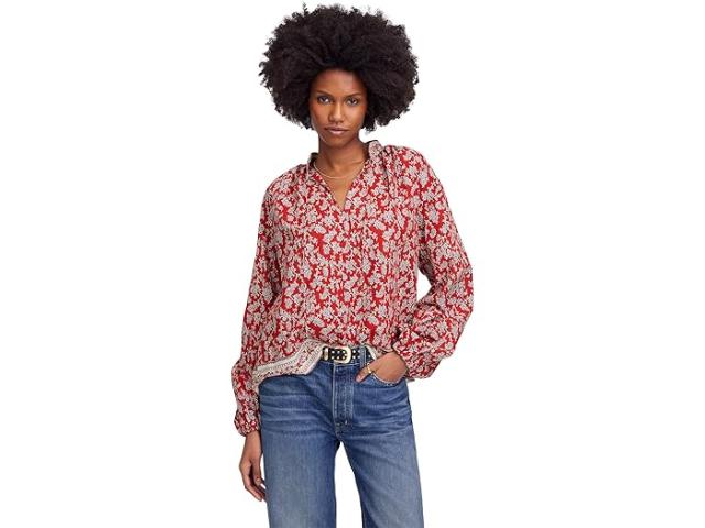 (取寄) メイドウェル レディース タラ トップ - プリンテッド コットン ビスコース ボイル Madewell women Tara Top - Printed Cotton Viscose Voile Ground Madder