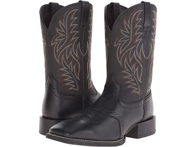 (取寄) アリアット メンズ スポーツ ウェスタン ワイド スクエア トゥ Ariat men Ariat Sport Western Wide Square Toe Black Deertan/Black