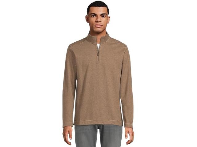 (取寄) ジョンストン&マーフィー メンズ リバーシブル ソリッド クォーター-ジップ Johnston & Murphy men Reversible Solid Quarter-zip Oatmeal/Light Gray