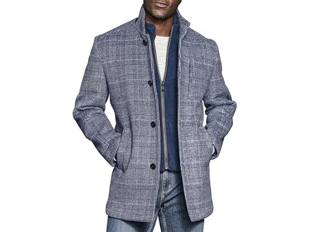 (取寄) ジョンストン&マーフィー メンズ ウール カー コート ウィズ ビブ Johnston & Murphy men Wool Car Coat with Bib Navy Plaid