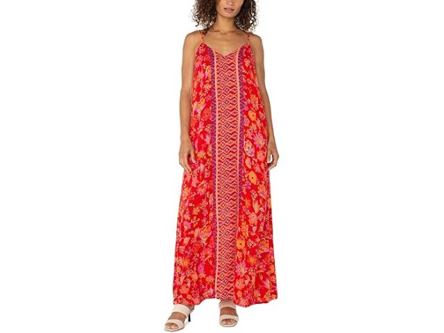 (取寄) リバプールロサンゼルス レディース スパゲッティ ストラップ ウーブン マキシ ドレス Liverpool Los Angeles women Spaghetti Strap Woven Maxi Dress Red Orange Floral