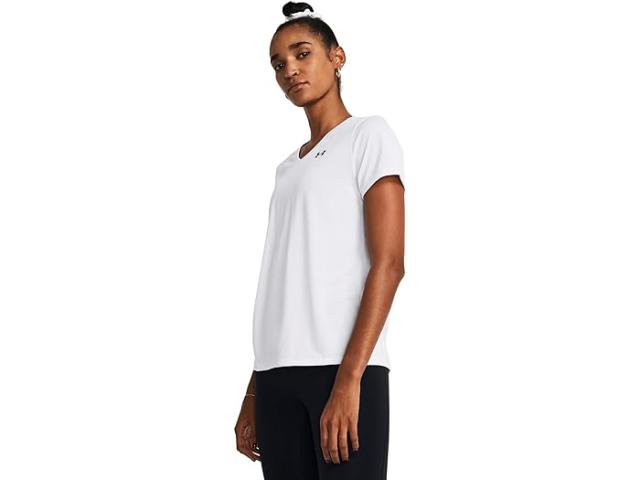 (取寄) アンダーアーマー レディース テック ショート スリーブ V-ネック ソリッド Under Armour women Under Armour Tech Short Sleeve V-Neck Solid White/Black