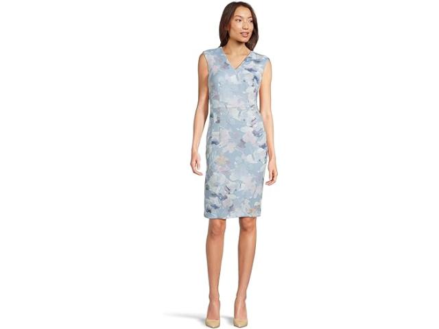 (取寄) カルバンクライン レディース スキューバ フローラル シィース   women Scuba Floral Sheath Serene Multi