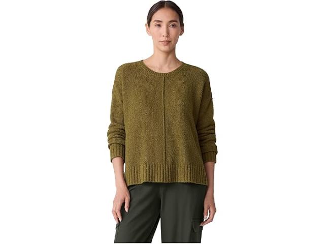 (取寄) アイリーン フィッシャー レディース オーガニック コットン フラフ クルー ネック セーター Eileen Fisher women Organic Cotton Fluff Crew Neck Sweater Moss