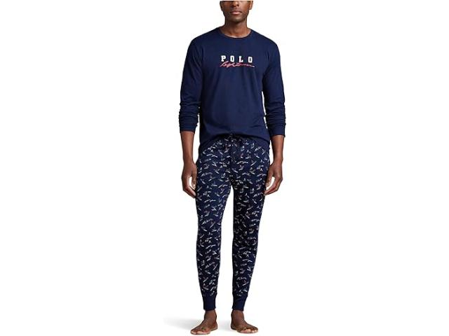 (取寄) ラルフローレン メンズ ニット ロング スリーブ クルー アンド パジャマ ジョガー セット Polo Ralph Lauren men Knit Long Sleeve Crew & Pajama Jogger Set Cruise Navy