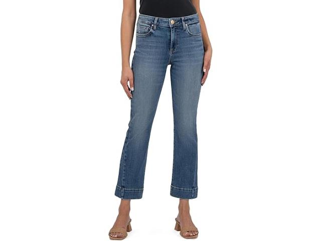 (取寄) カット フロム ザ クロス レディース ケルシー ハイ ライズ アンクル フレア- ワイド ヘム サイド インセット KUT from the Kloth women Kelsey High Rise Ankle Flare- Wide Hem Side Inset Defiant with Dark Base Wash