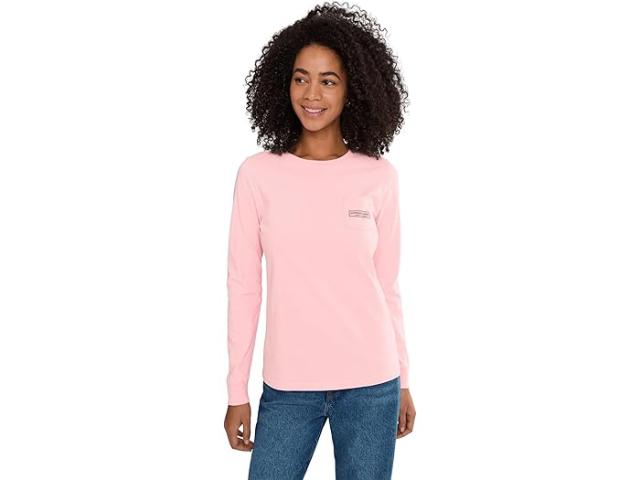 (取寄) ヴィンヤードヴァインズ レディース ホエール ロング スリーブ ポケット ティー Vineyard Vines women Whale Long Sleeve Pocket Tee Flamingo