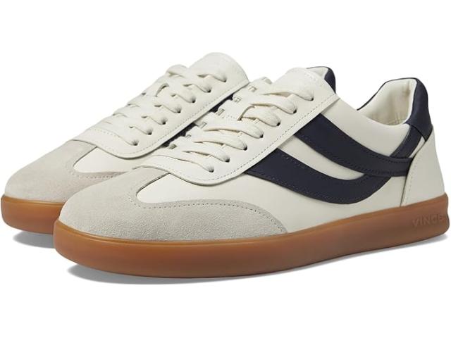 (取寄) ヴィンス メンズ オアシス-M レースアップ レトロ スニーカー Vince men Oasis-M Lace-Up Retro Sneakers Foam White/Night Blue Leather