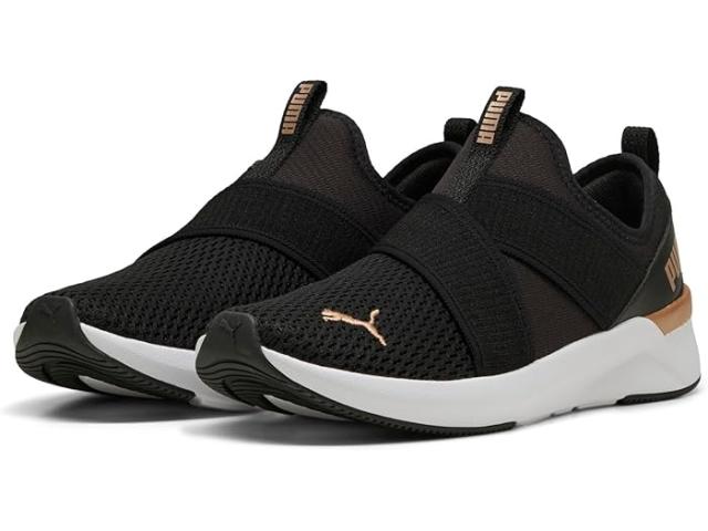 (取寄) プーマ レディース ソフトライド ハーリー スリッポン クロス トレーニング シューズ PUMA women Softride Harli Slip-On Cross Training Shoes PUMA Black/PUMA White/PUMA Gold