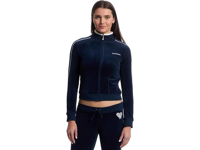 (取寄) ジューシークチュール レディース ヘリテージ モック ネック トラック ジャケット ウィズ バック グラフィック Juicy Couture women Heritage Mock Neck Track Jacket with Back Graphic Regal Blue