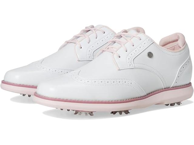 (取寄) フットジョイ レディース トラディションズ シールド ティップ ゴルフ シューズ FootJoy women FootJoy Traditions Shield Tip Golf Shoes White/White/Pink