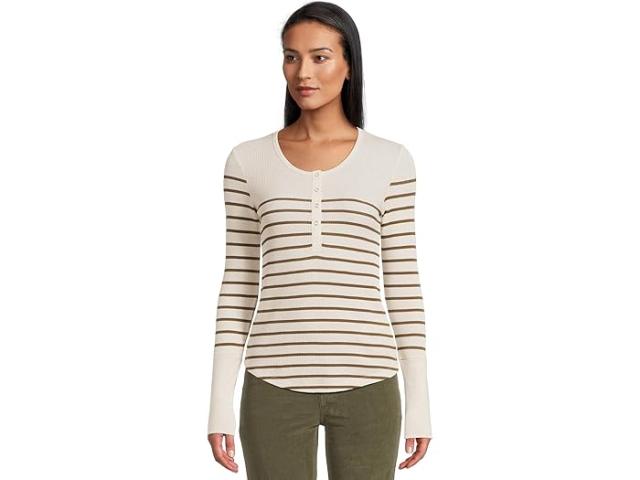 (取寄) スプレンディッド レディース サーマル ストライプ ヘンリー Splendid women Thermal Forevr Stripe Henley Pale Oak Heather/Soft Chocolate