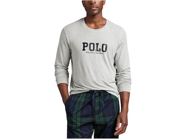 (取寄) ラルフローレン メンズ ニット ロング スリーブ クルー アンド ウーブン パジャマ パンツ セット Polo Ralph Lauren men Knit Long Sleeve Crew & Woven Pajama Pant Set Grey
