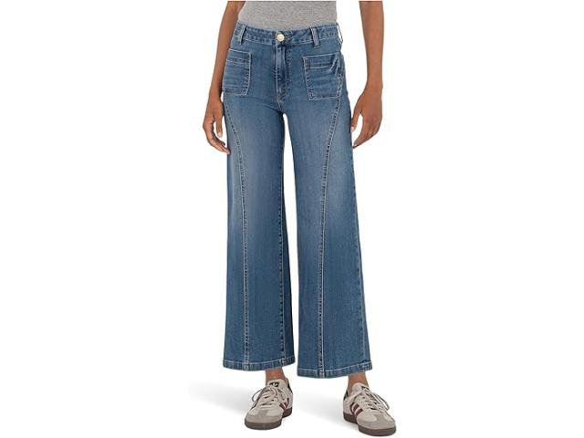 (取寄) カット フロム ザ クロス レディース ピティート シャーロット ハイ ライズ ワイド レッグ フロント シーム パッチ ポケッツ KUT from the Kloth women Petite Charlotte High Rise Wide Leg Front Seam Patch Pockets Vibrant