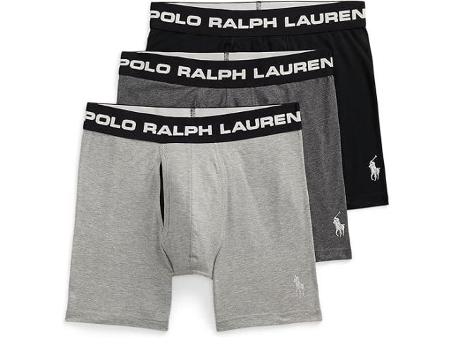 (取寄) ラルフローレン メンズ パーフェクト ポーチ ボクサー ブリーフ 3-パック Polo Ralph Lauren men Perfect Pouch Boxer Brief 3-Pack Grey/Black