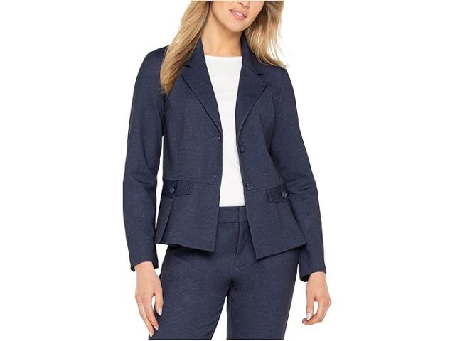 (取寄) リバプールロサンゼルス レディース プリンテッド サージ ニット ペプラム ブレーザー Liverpool Los Angeles women Printed Serge Knit Peplum Blazer Navy Dusk