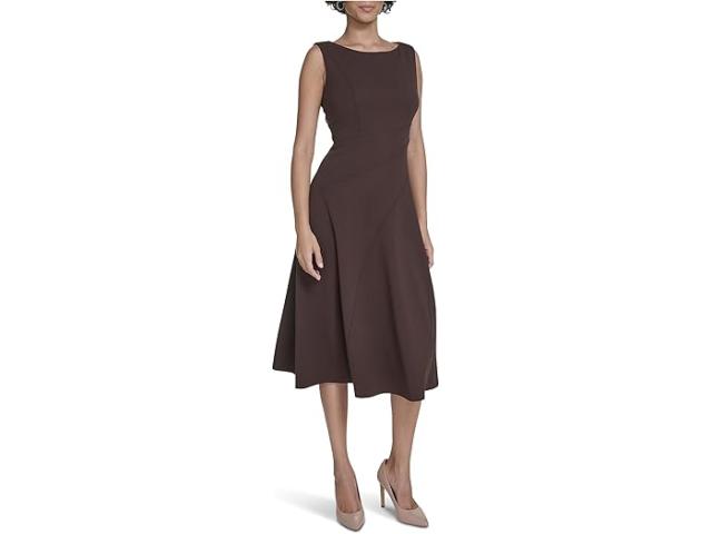 (取寄) カルバンクライン レディース スリーブレス ミディ シーム ディテール   women Sleevless Midi Seam Detail Coffee Bean