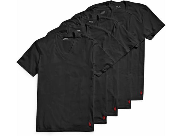 (取寄) ラルフローレン メンズ 5 パック コットン クラシック Vネック Polo Ralph Lauren men Polo Ralph Lauren 5 Pack Cotton Classic V-Necks 5 Polo Black