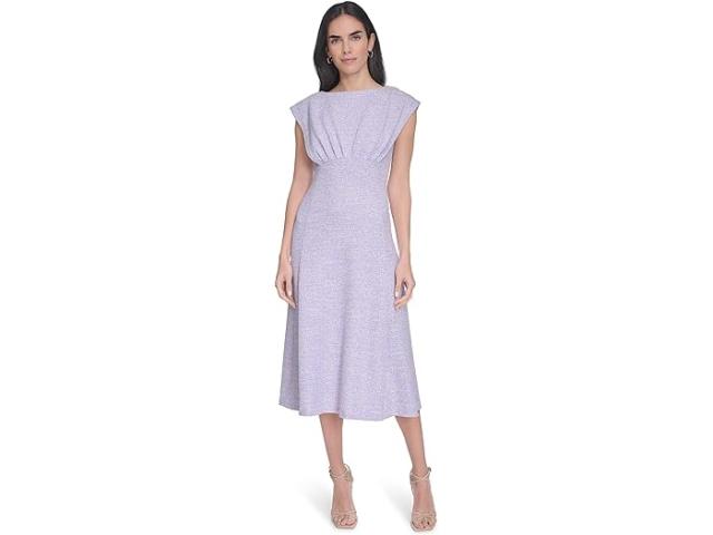 (取寄) カルバンクライン レディース ツイード キャップ スリーブ Aライン   women Tweed Cap Sleeve Aline Opal White