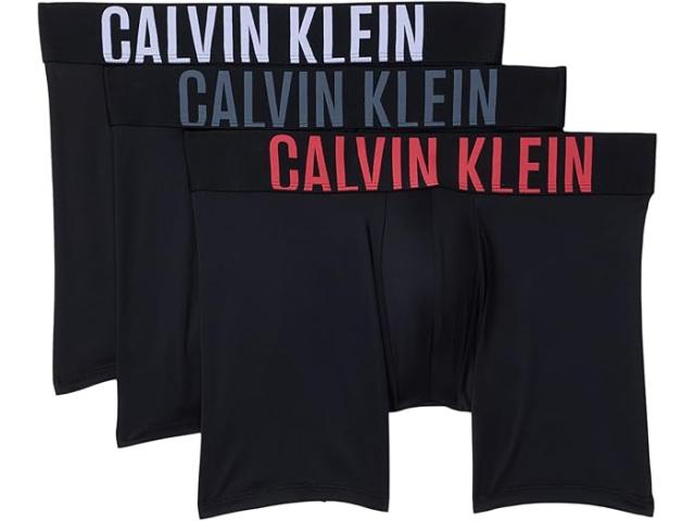 (取寄) カルバンクライン アンダーウェア メンズ インテンス パワー 3-パック ボクサー ブリーフ   Underwear men Intense Power 3-Pack Boxer Brief Black W/White/Turbulence/Vermillion Brown Logos