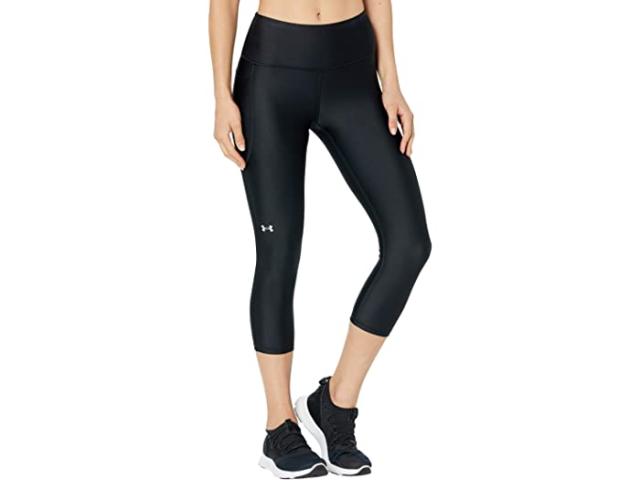 (取寄) アンダーアーマー レディース ヒートギア アーマー ハイウエスト ポケットド カプリ Under Armour women  HeatGear Armour High-Waisted Pocketed Capris Black/White