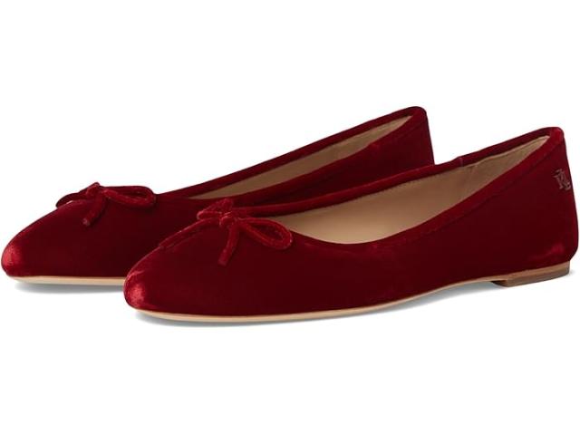 (取寄) ローレン ラルフローレン レディース ジェイナ 3 ベルネット フラッツ Lauren Ralph Lauren women Jayna III Velvet Flats Lauren Red