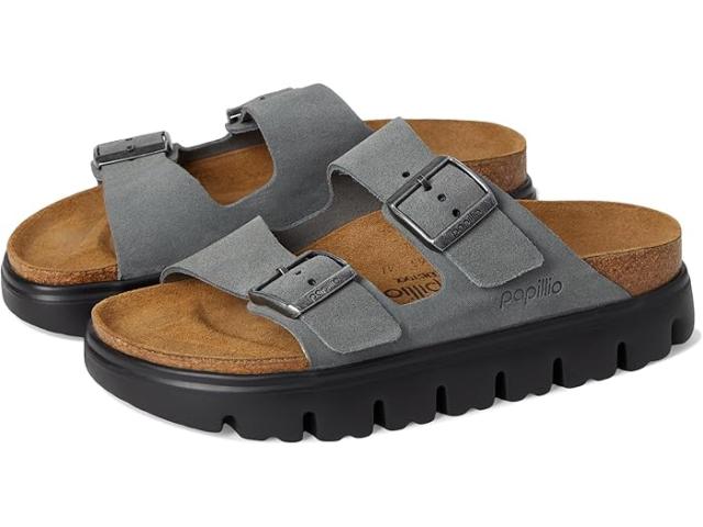 (取寄) ビルケンシュトック レディース パピリオ バイ アリゾナ チャンキー サンダル - スエード Birkenstock women Papillio by Arizona Chunky Sandal - Suede Basalt Gray