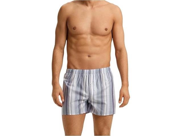 (取寄) ハンロ メンズ ファンシー ウーブン ボクサー Hanro men Fancy Woven Boxer Smokey Blue Stripes