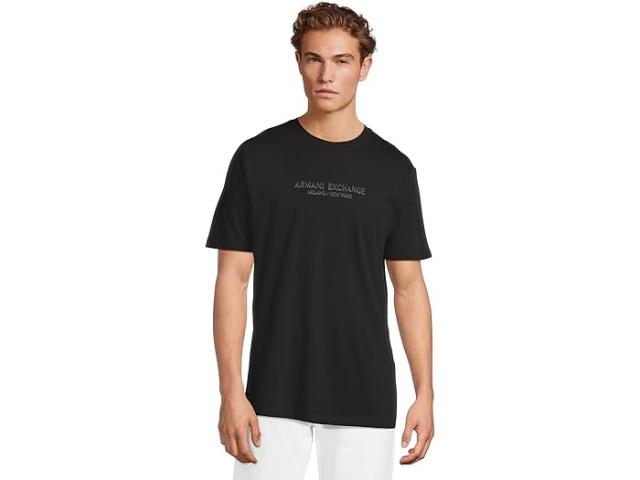 (取寄) アルマーニエクスチェンジ メンズ ミラノ / ニュー ヨーク ロゴ T-シャツ Armani Exchange men Milano/New York Logo T-shirt Black