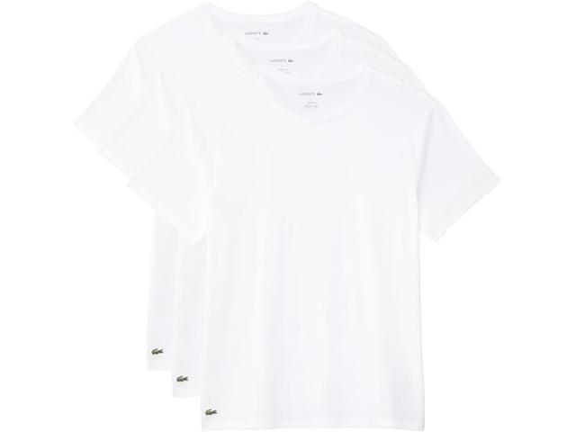 (取寄) ラコステ メンズ 100パーセント コットン レギュラー フィット クルーネック Tシャツ 3-パック Lacoste men 100% Cotton Regular Fit Crew-neck T-shirt 3-pack White