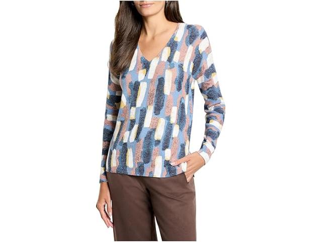 (取寄) ニックゾー レディース ワッフル V-ネック セーター NIC+ZOE women Brushstrokes Waffle V-neck Sweater Neutral Multi