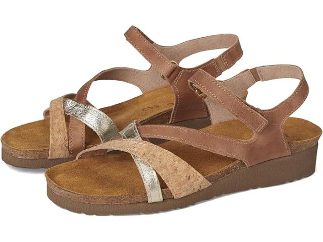 (取寄) ナオト レディース ソフィア Naot women Sophia Latte Brown Leather/Cork Leather/Radiant Gold Leather